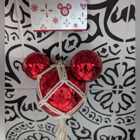Disney | Holiday | New Disney Mickey Ears Icon Ornament Red Mickey Tile ...